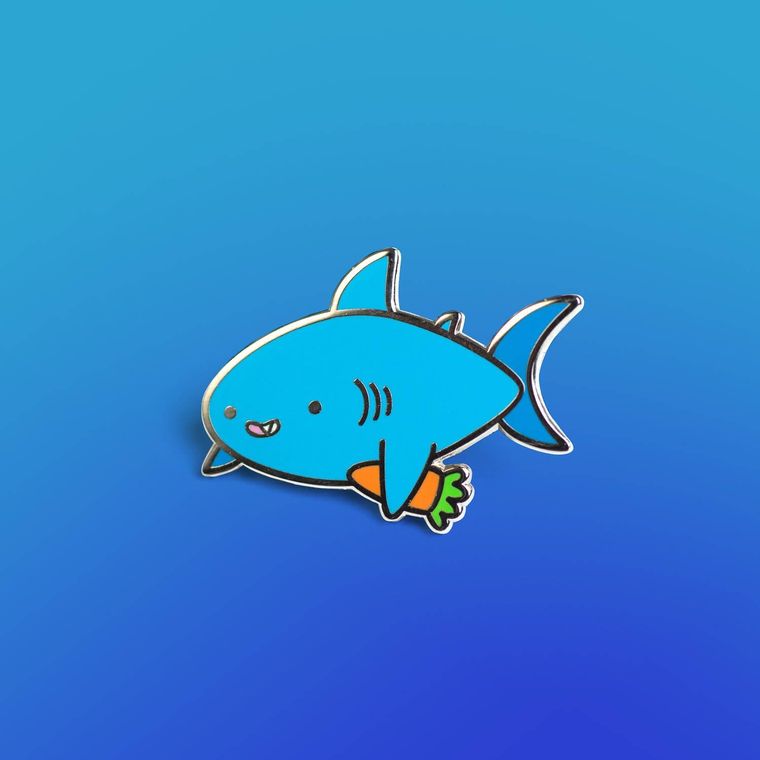 Shark Friends! – Vegetarian Shark Enamel Pin – Wandering Moon Crafters ...